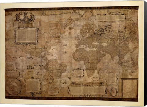 Map of the World, c.1500's (antique style) Fine Art Print by Mercator ...