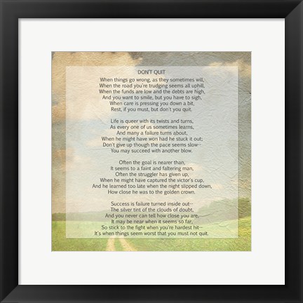 Don't Quit Poem (field) Fine Art Print by Unknown at FulcrumGallery.com